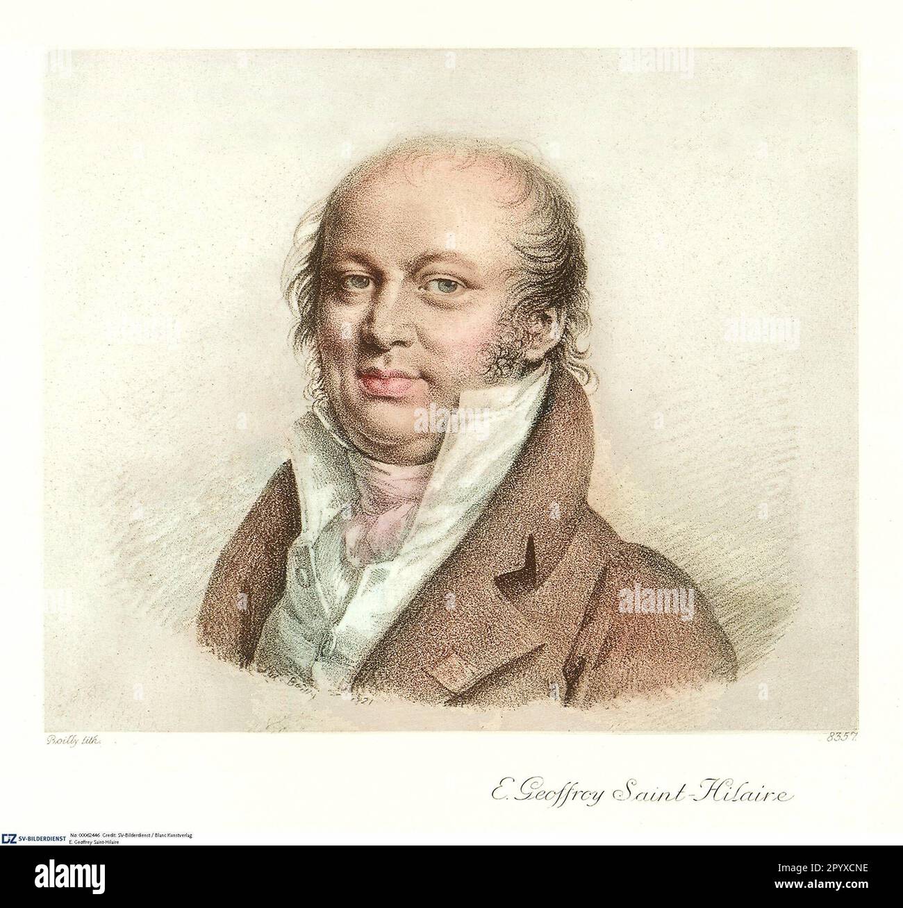 E. Geoffrey Saint-Hilaire (1772-1844), French zoologist. Lithograph by ...