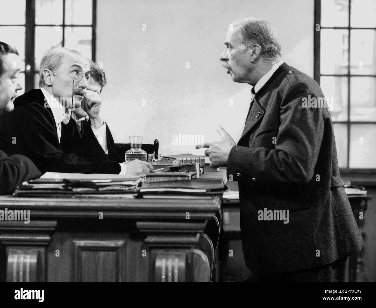 Hans Baur as the presiding judge and Beppo Brehm as Josef Freimel in ...