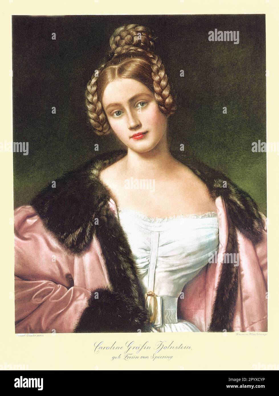 Caroline Countess von Holnstein, née Freiin von Spiering. Painting by ...