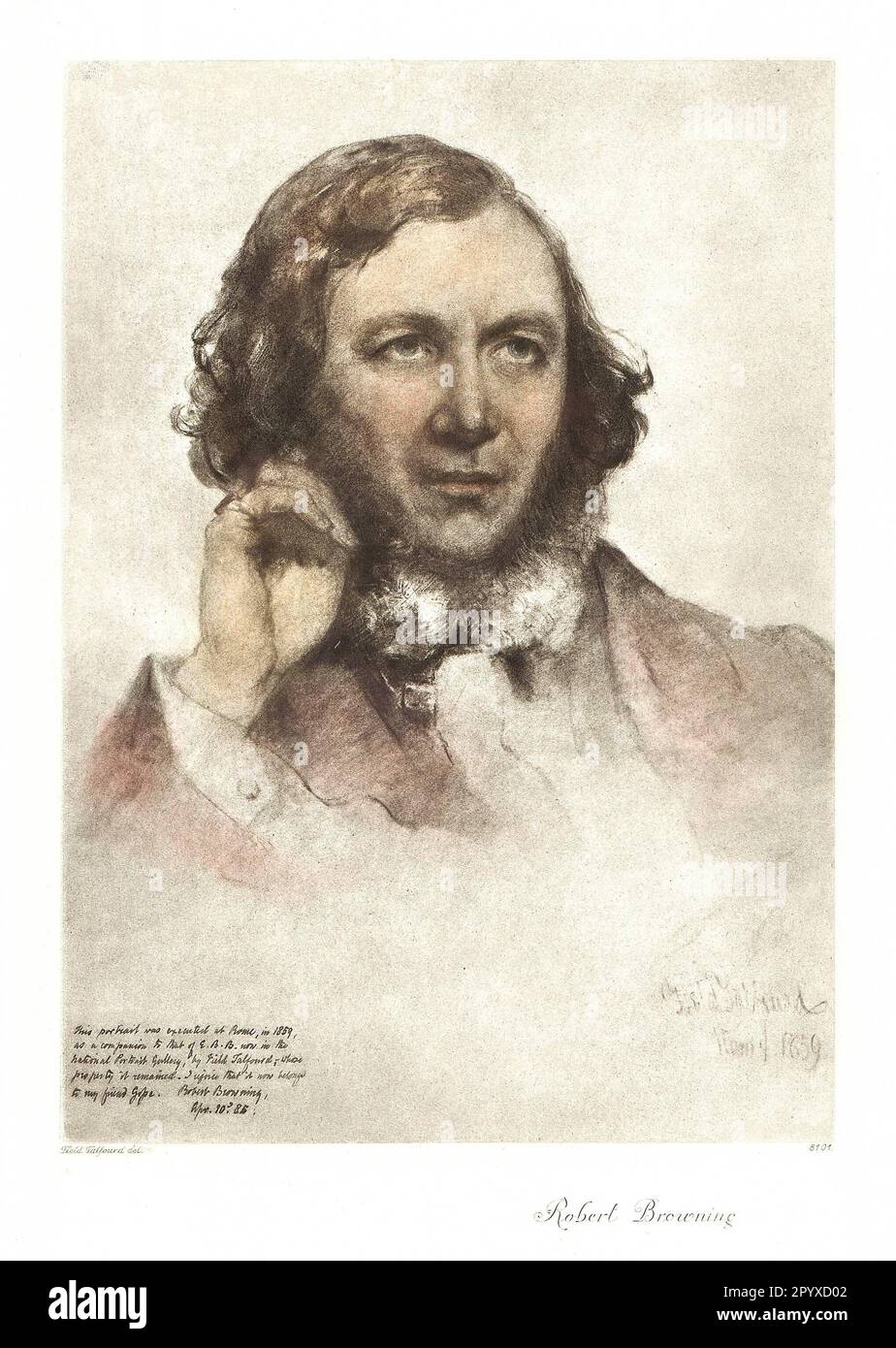Robert Browning (1812-1889), English poet. Drawing by Field Talfourd ...