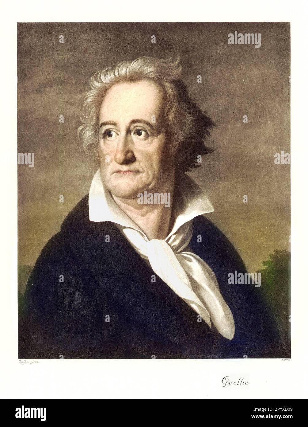 Johann Wolfgang von Goethe (1749-1832), German poet. Painting by Kolbe from 1822. Photo ...