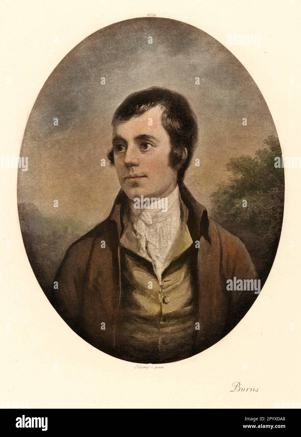 Robert Burns (1759-1796), Scottish lyric poet. Painting by Nasmyth ...