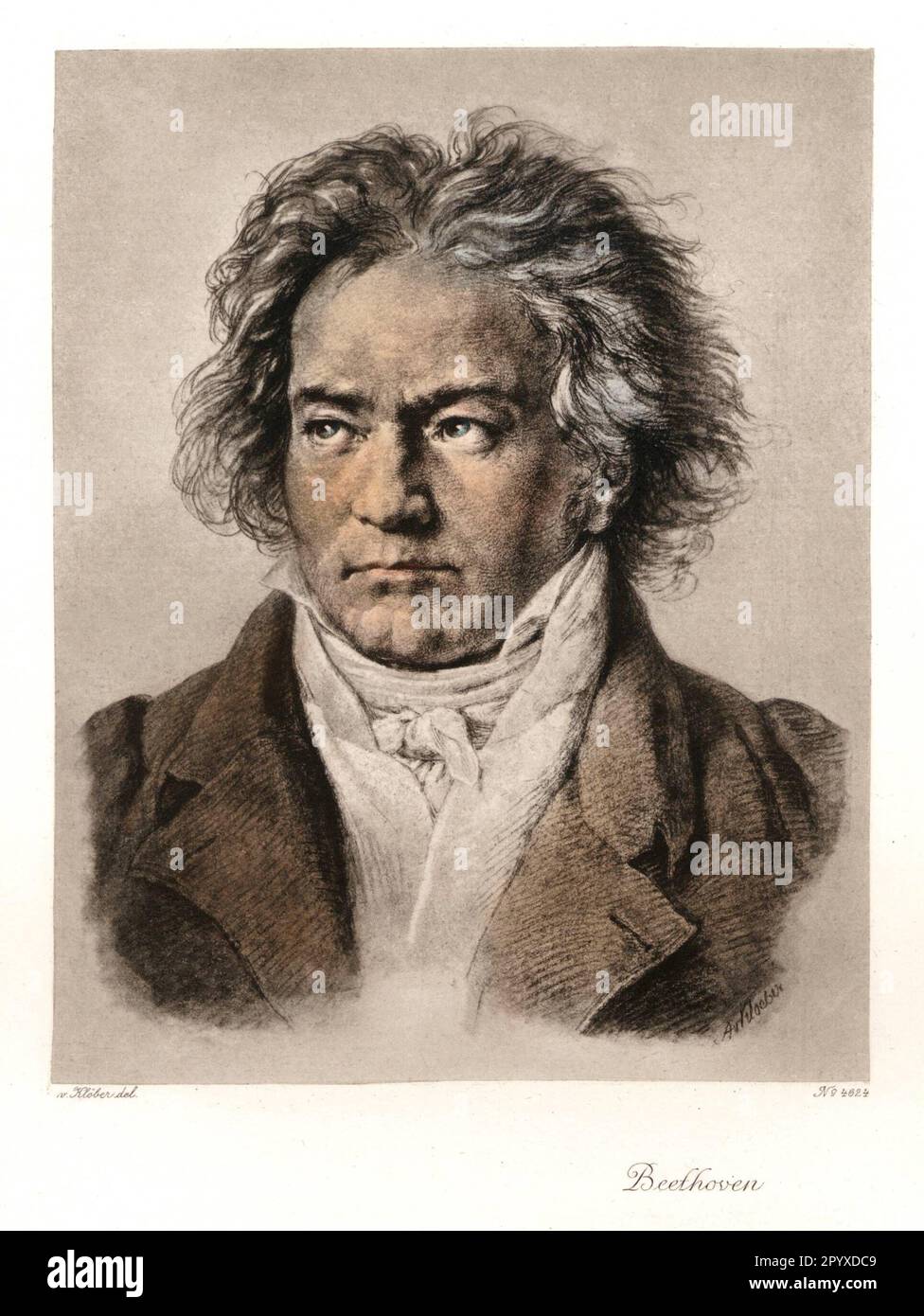 Ludwig van Beethoven (1770-1827), German composer. Drawing by A. von ...