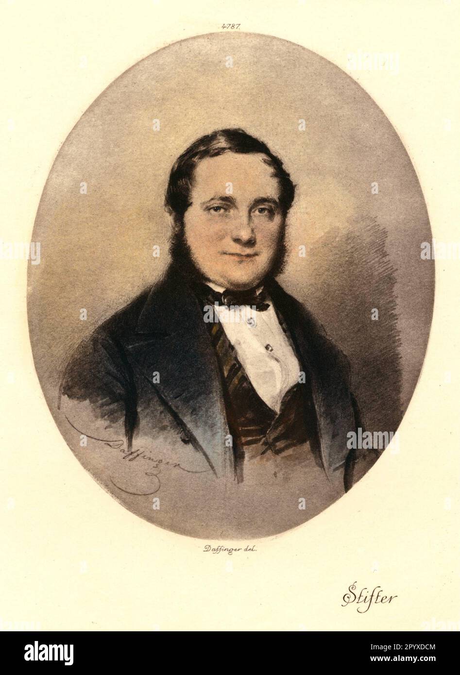 Adalbert Stifter (1805-1868), Austrian writer and painter. Drawing by ...