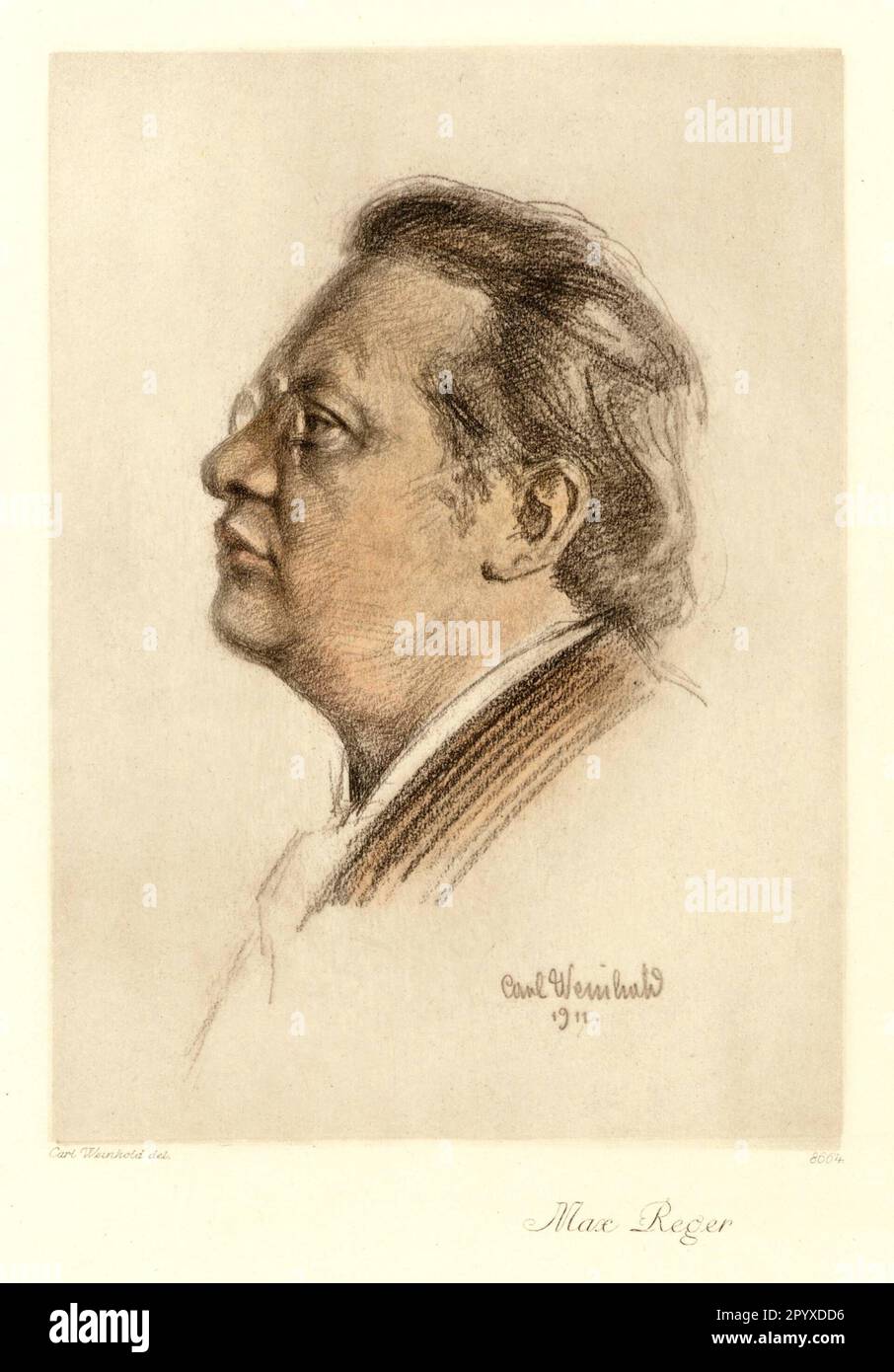 Max Reger (1873-1916), German composer. Drawing by Carl Weinhold from ...