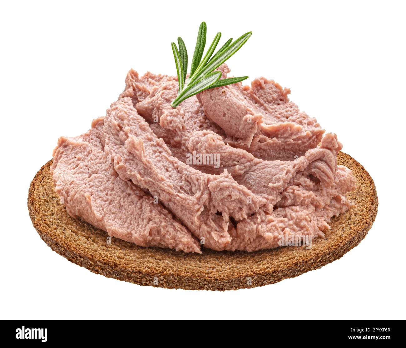 Bread slice with liver pate isolated on white background Stock Photo ...