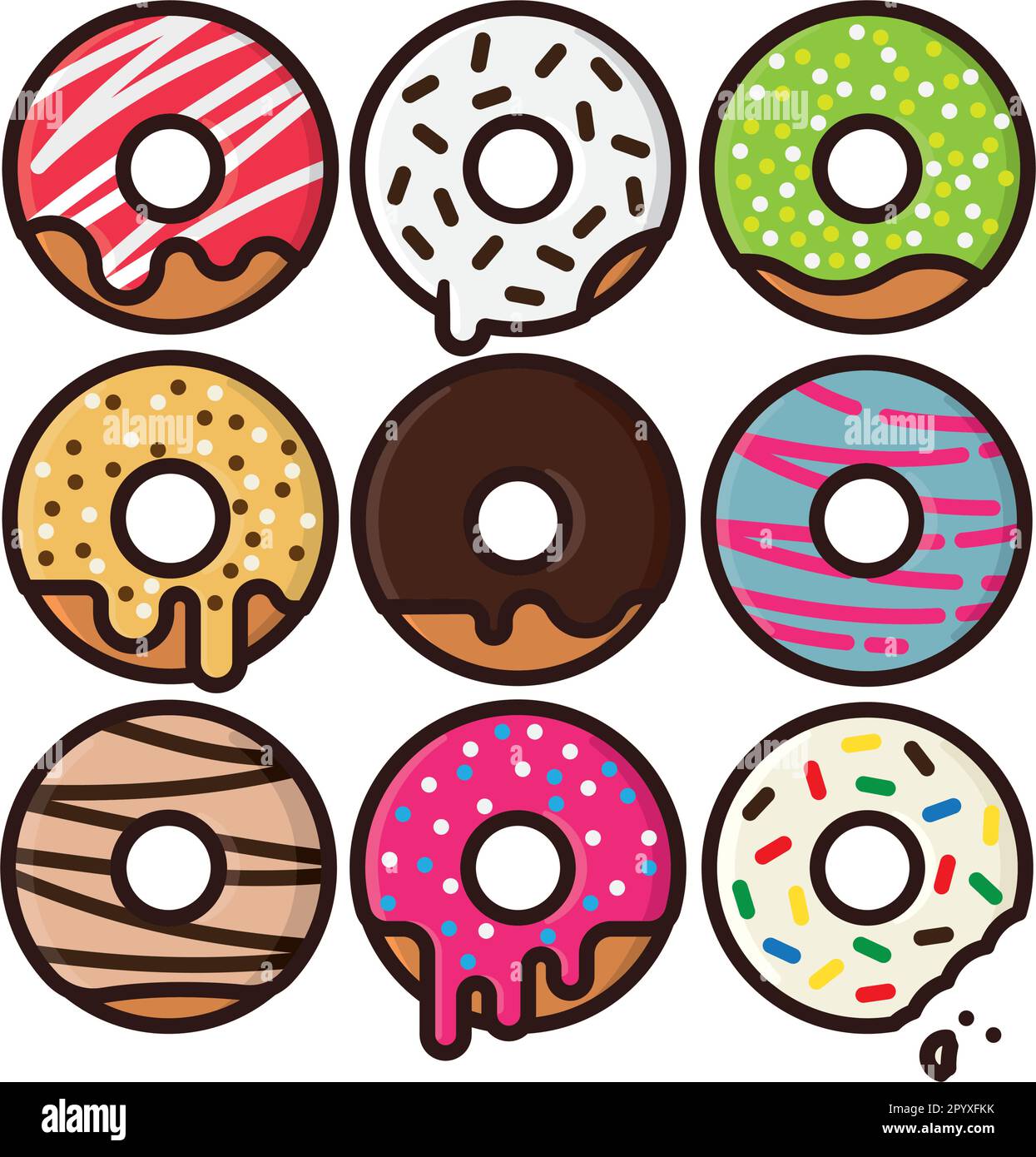 Variety of doughnuts isolated vector illustration for Doughnut Day on ...