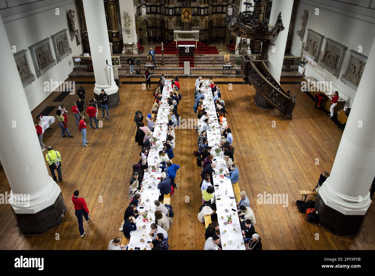 AMSTERDAM - A freedom meal in the Moses and Aaron Church. During ...