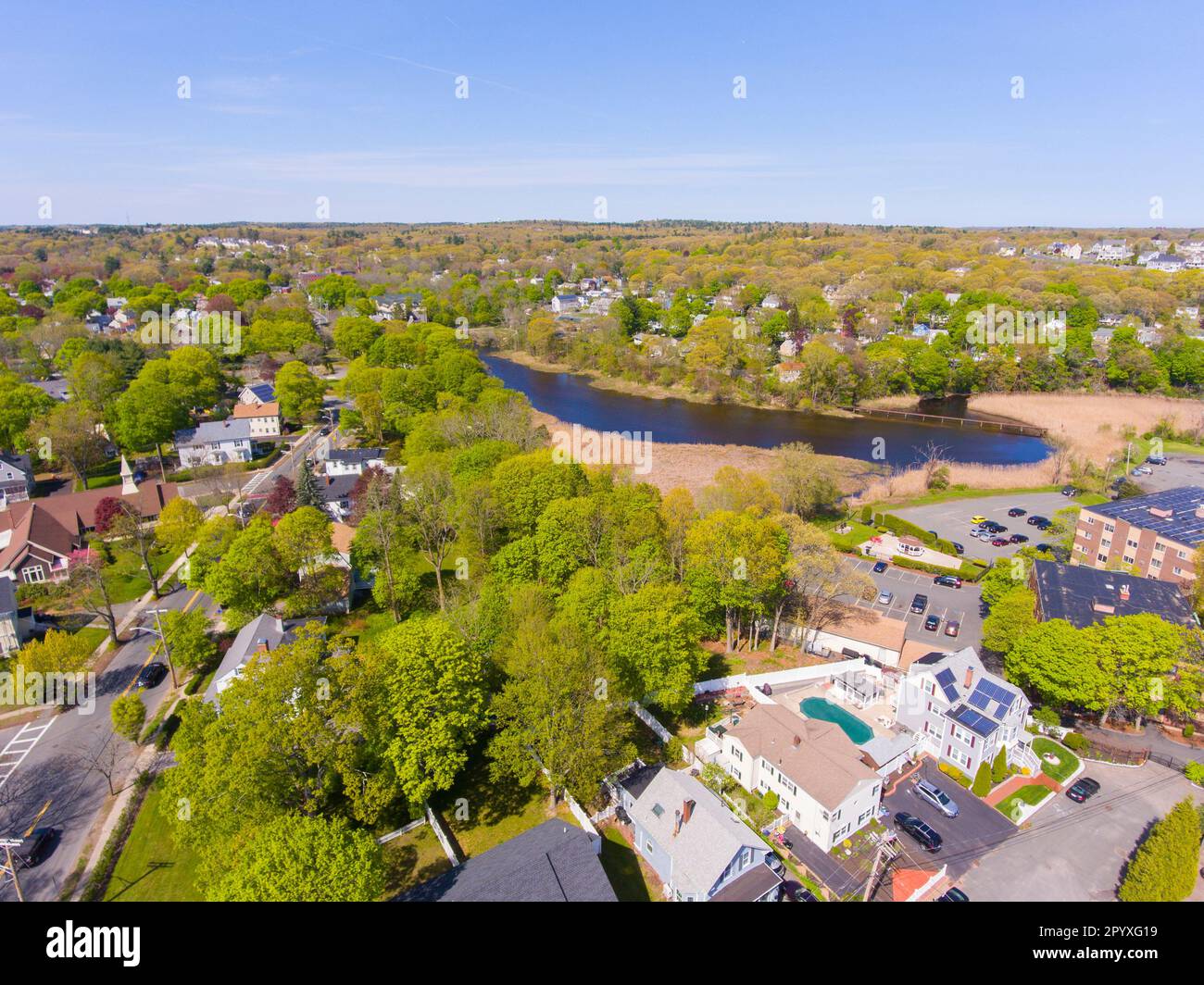 Saugus River Marsh near the river mouth to the Atlantic Ocean in ...