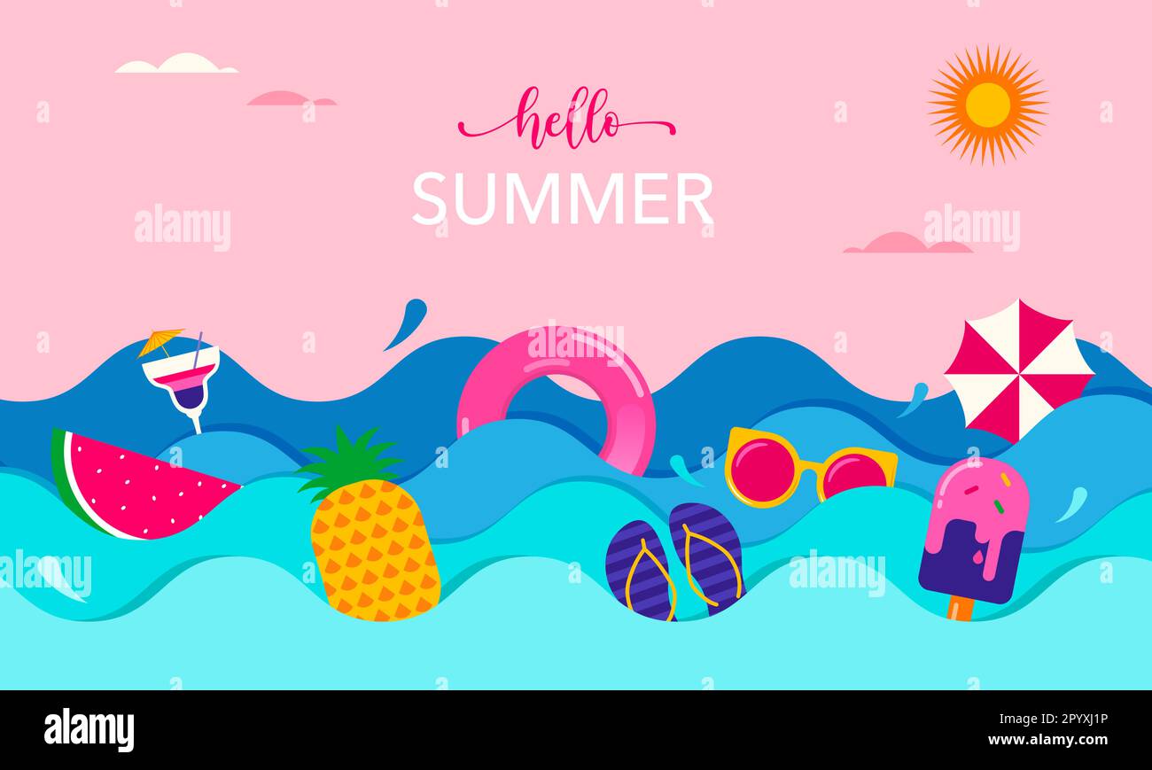 Colorful Geometric Summer Background, poster, banner. Summer time fun ...