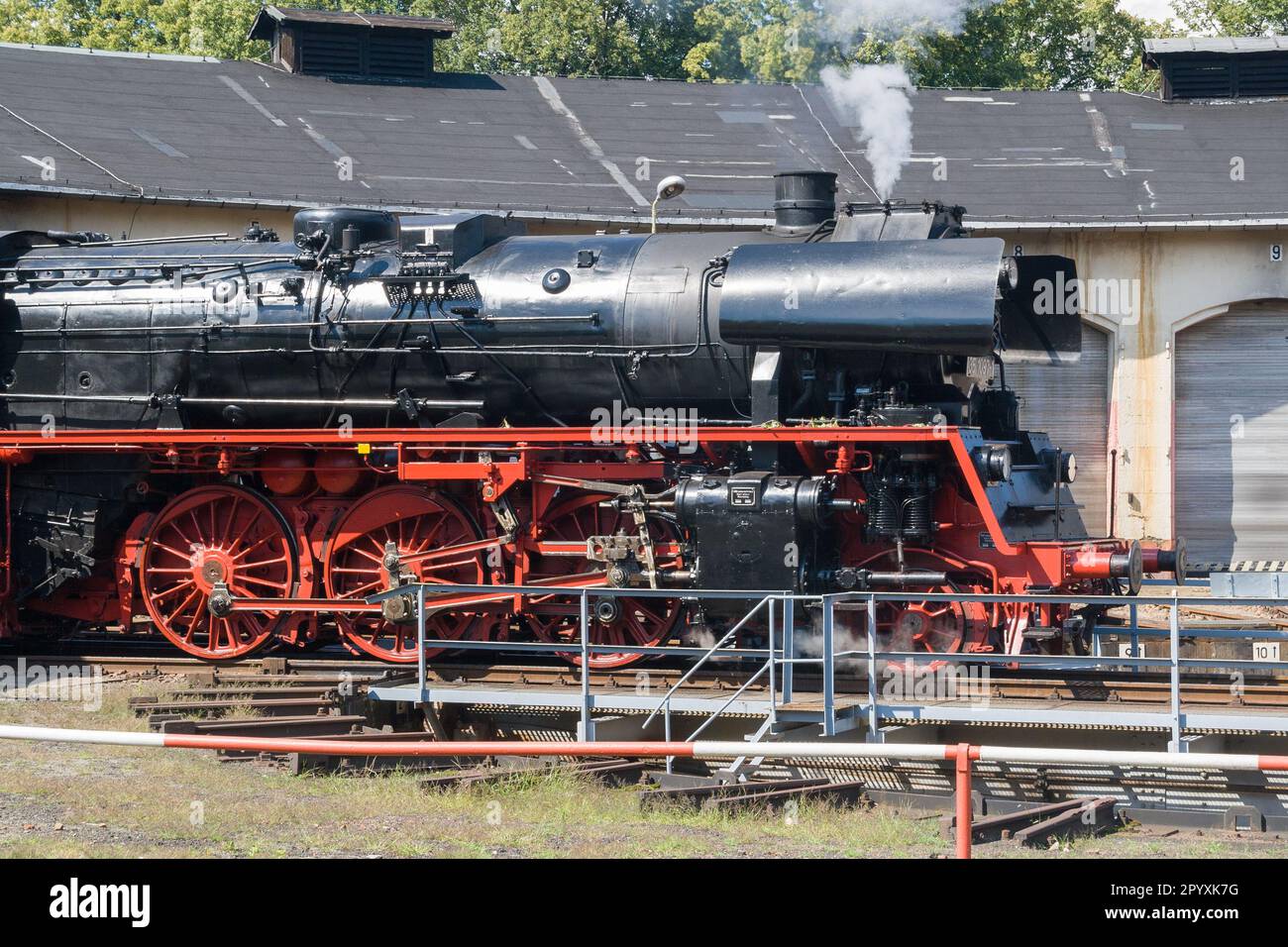a german steam locomotive on a turntable at Nossen, Germany Stock Photo ...