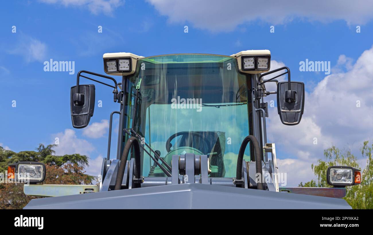 Driver Cabin at Large Construction Machine Front View Stock Photo - Alamy