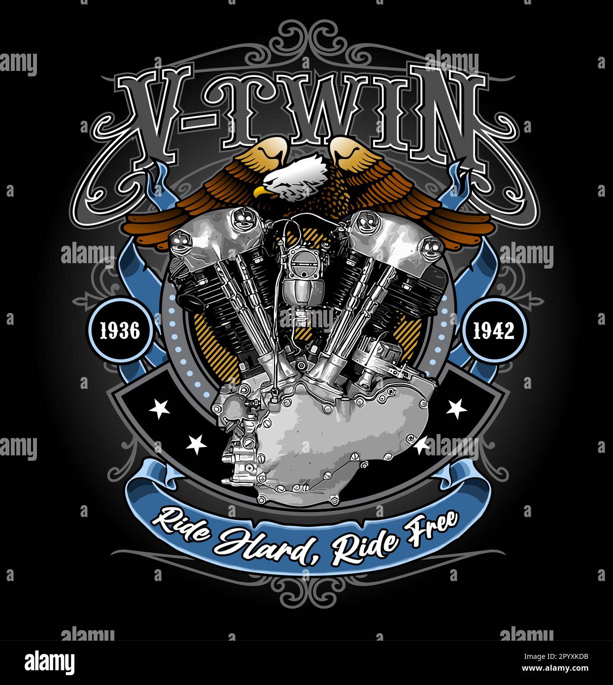 V twin motorcycle engine Stock Vector Images - Alamy