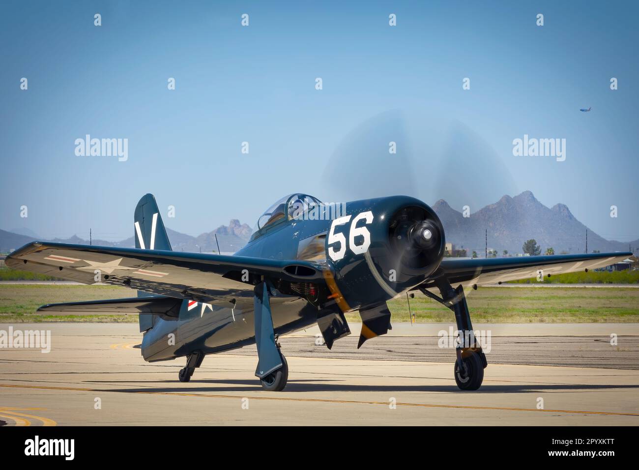 An F-8F Bearcat warms up for a performance at the 2023 Thunder and ...