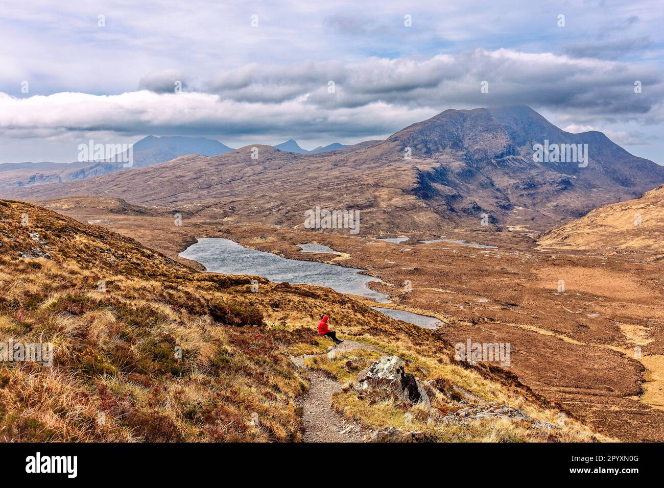 Knockan Crag National Nature Reserve Scotland climber overlooking ...