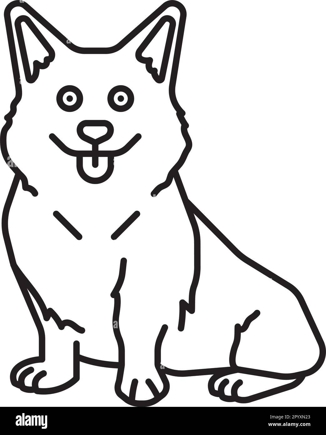 Cute corgi dog cartoon vector line icon for Corgi Day on June 3 Stock ...