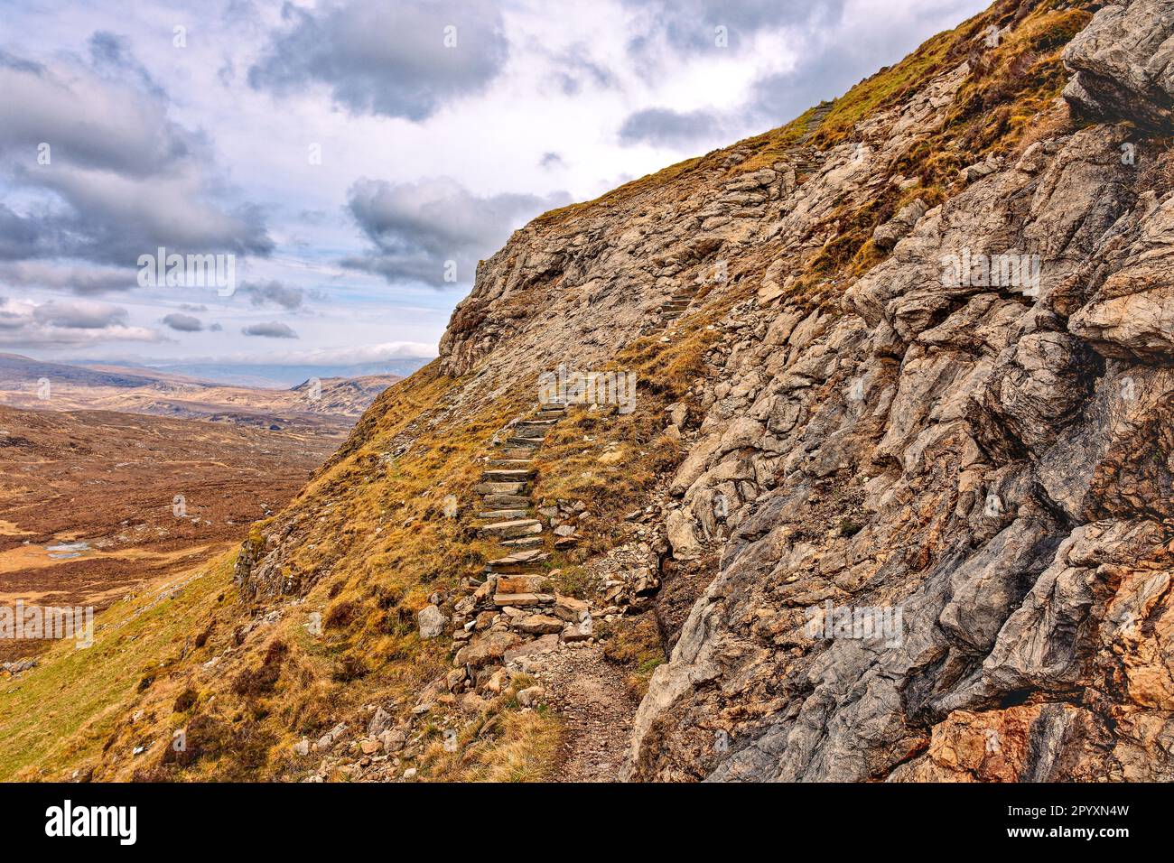 Knockan Crag National Nature Reserve Scotland exposed stone steps up ...