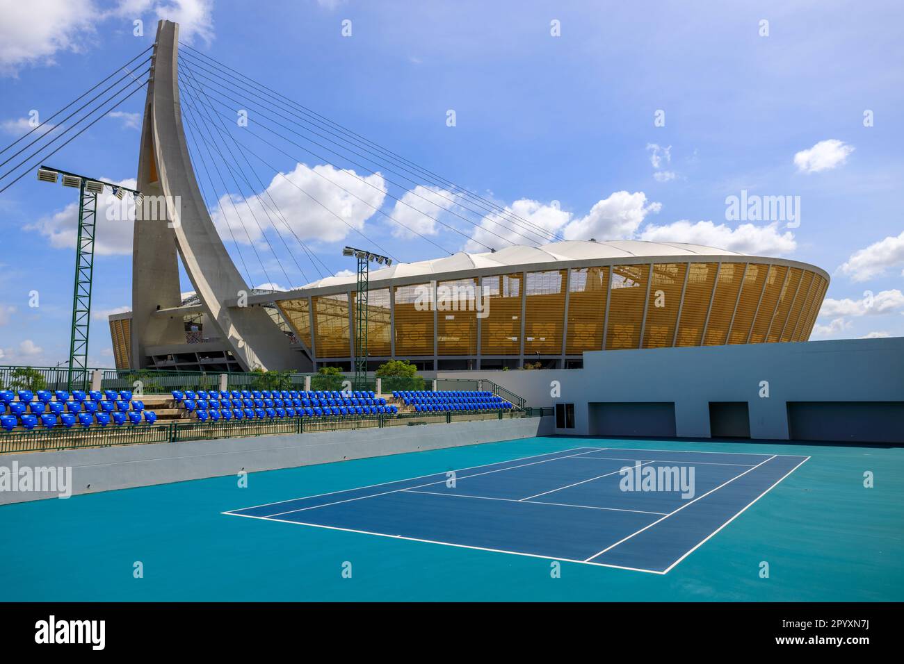 Phnom Penh, Cambodia - December 4, 2022: Exterior view of the tennis ...