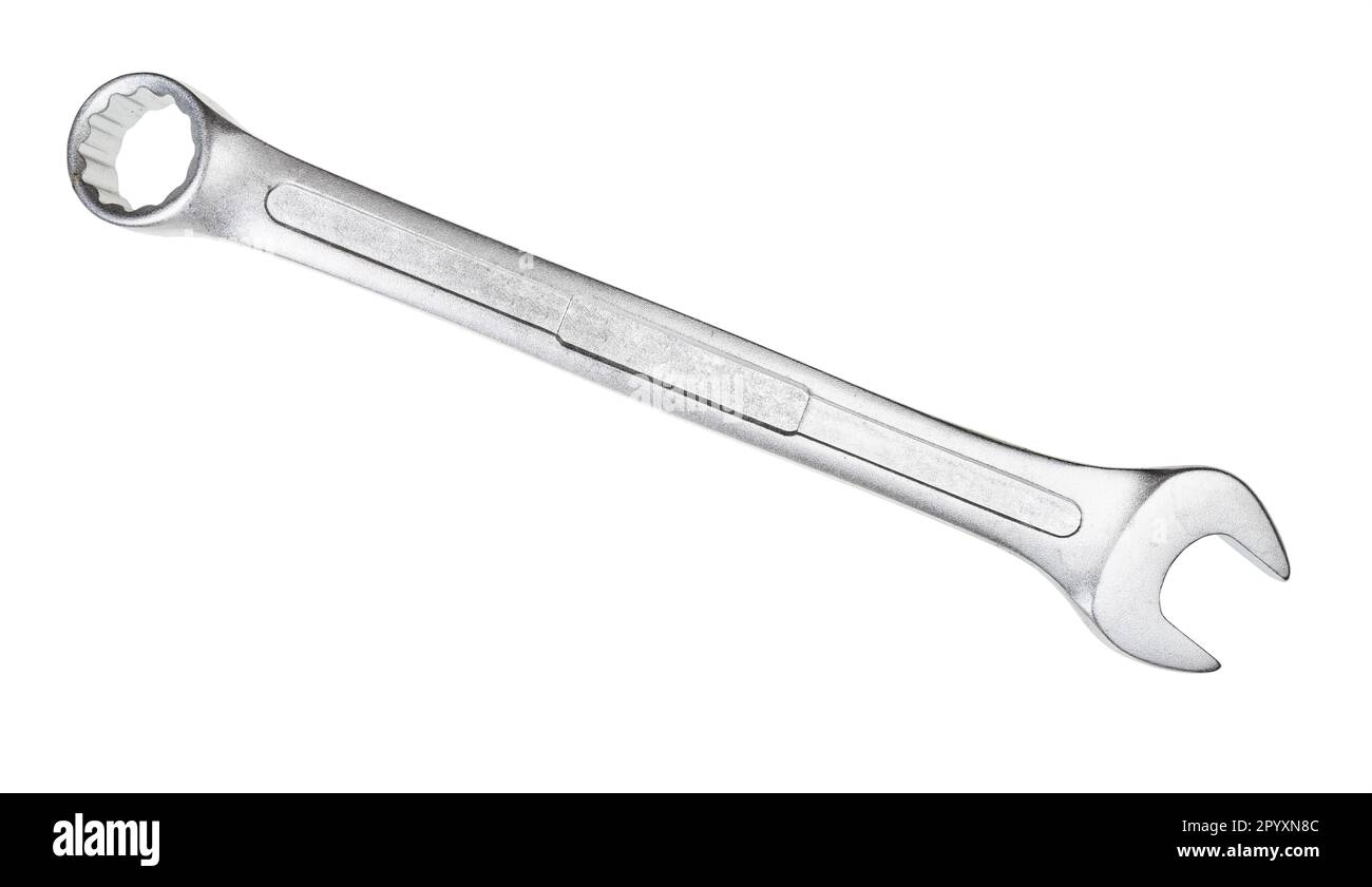 silver steel combination wrench isolated on white background Stock ...