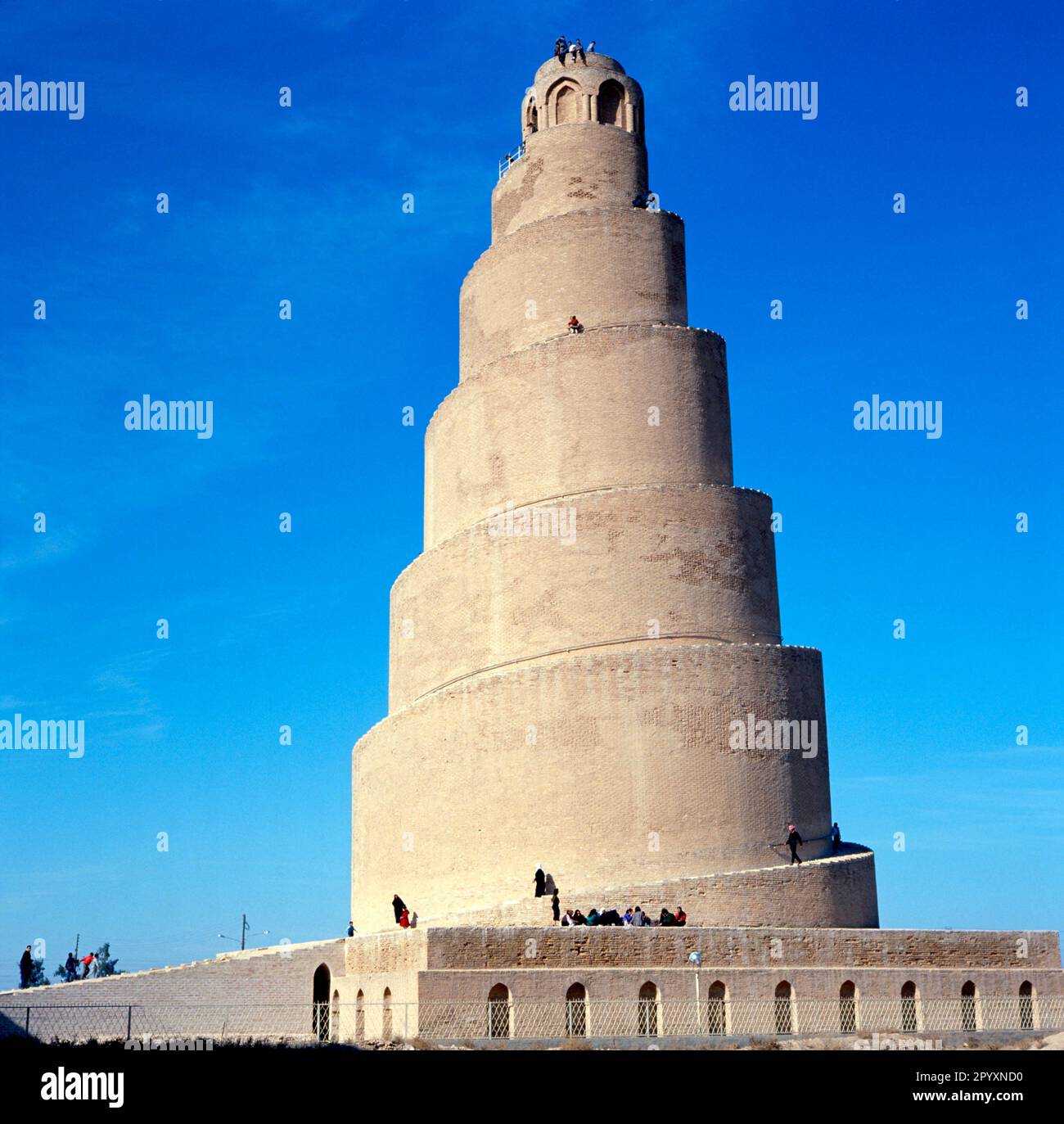 The spiral minaret of samara. The Malwiya Tower, is a spiralling cone ...