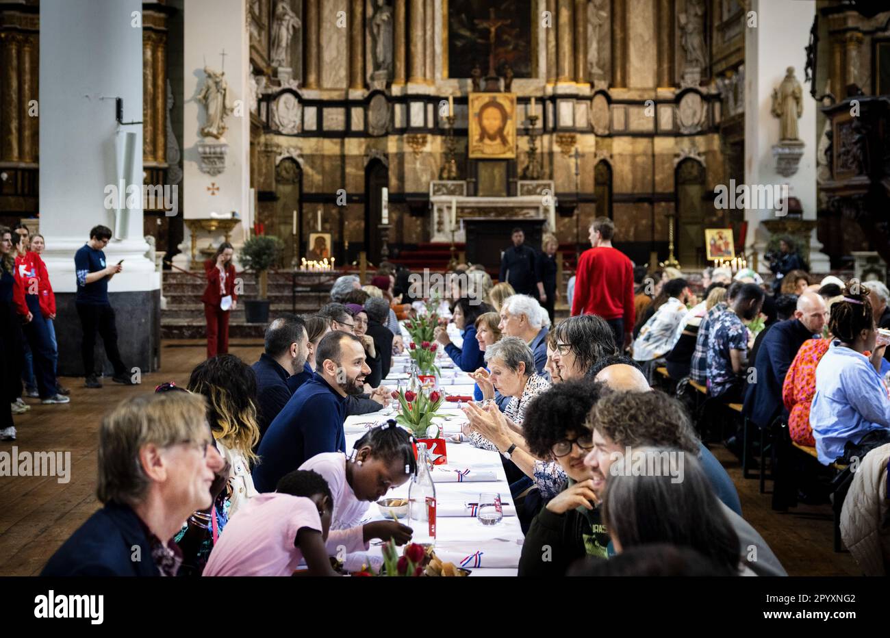 AMSTERDAM - A freedom meal in the Moses and Aaron Church. During ...