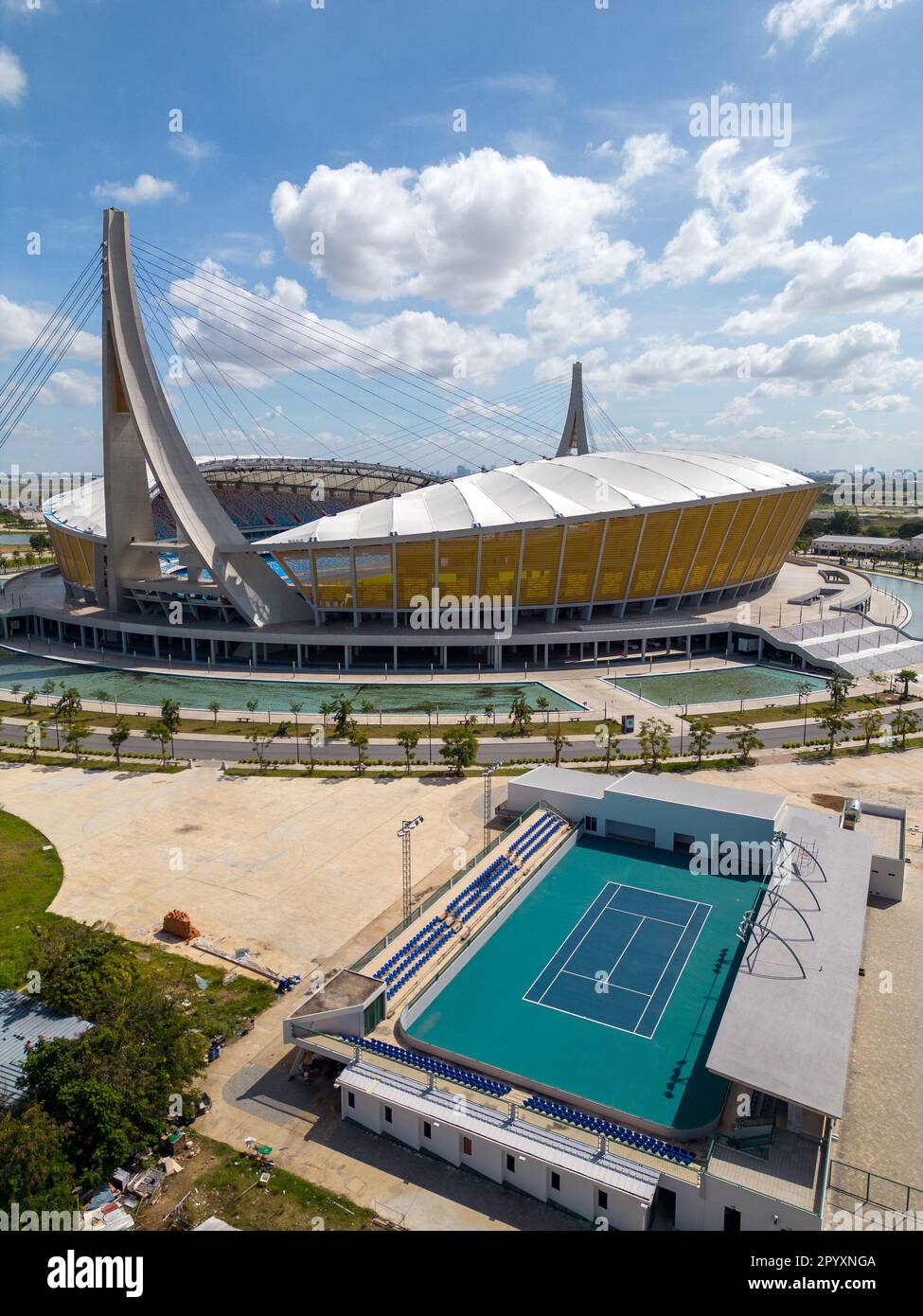 Phnom Penh, Cambodia - December 4, 2022: Exterior view of the tennis ...