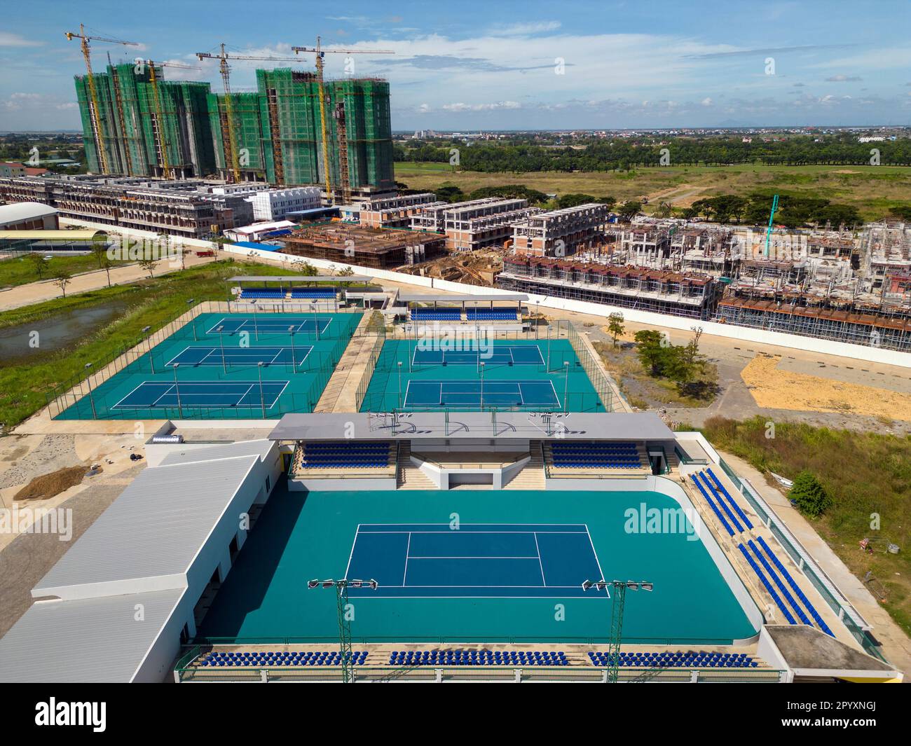 Phnom Penh, Cambodia - December 4, 2022: Exterior view of the tennis ...