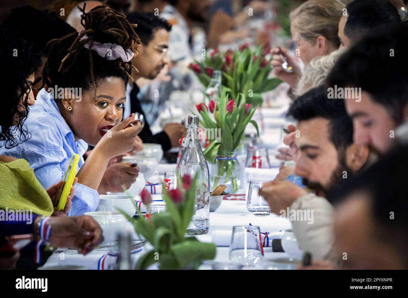 AMSTERDAM - A freedom meal in the Moses and Aaron Church. During ...