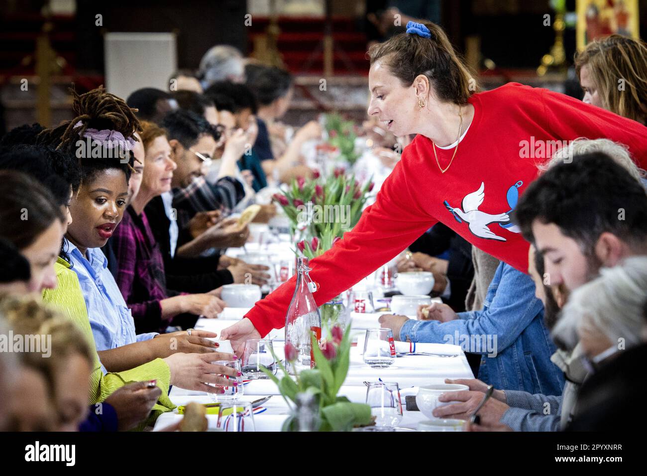 AMSTERDAM - A freedom meal in the Moses and Aaron Church. During ...