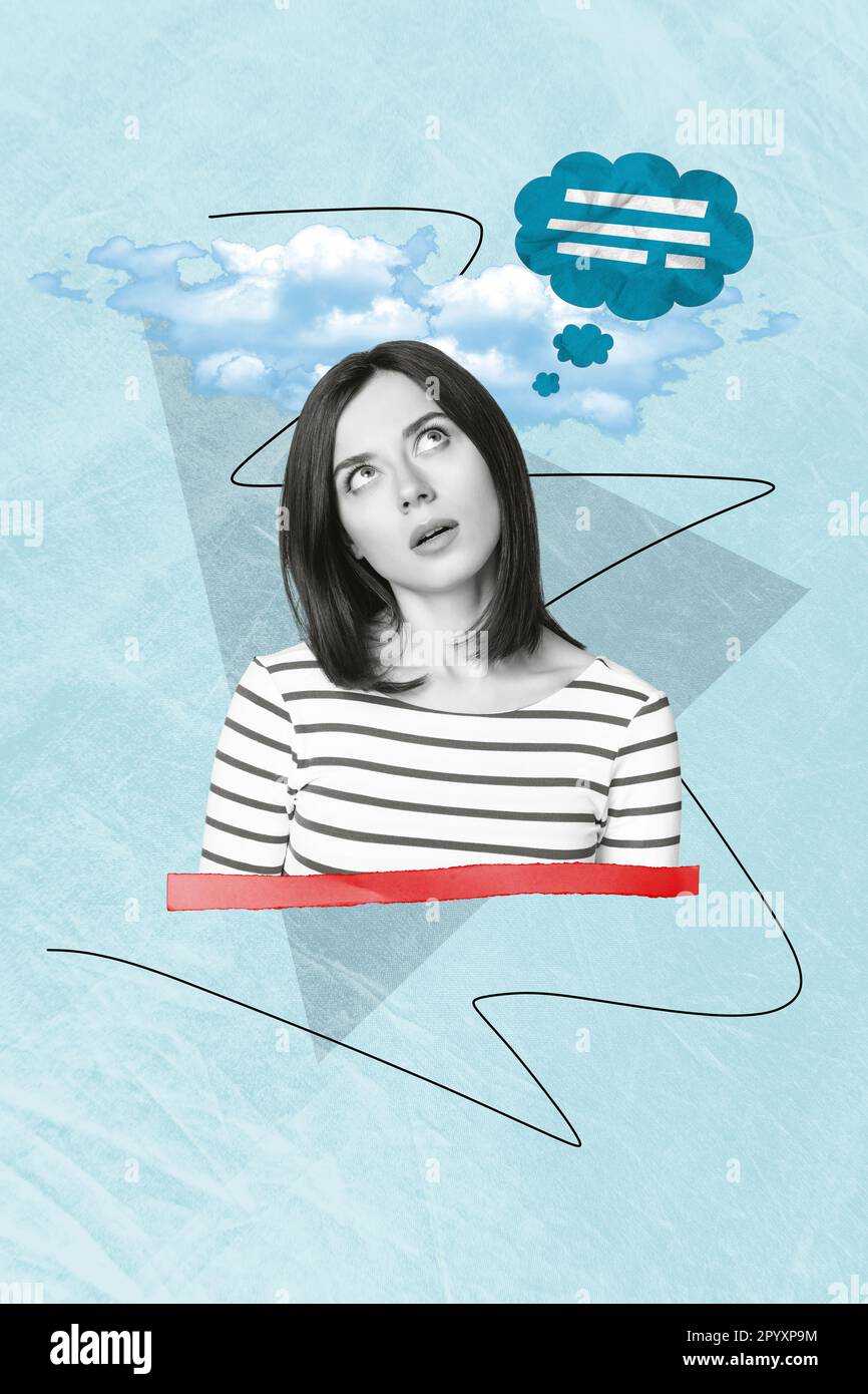 Photo cartoon comics sketch collage picture of funky frustrated lady ...