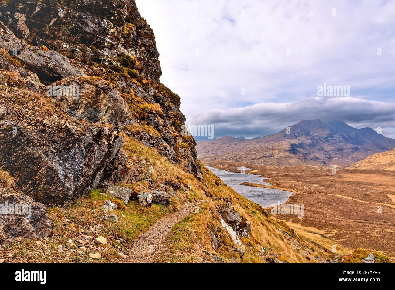 Knockan Crag National Nature Reserve Scotland the narrow footpath up ...