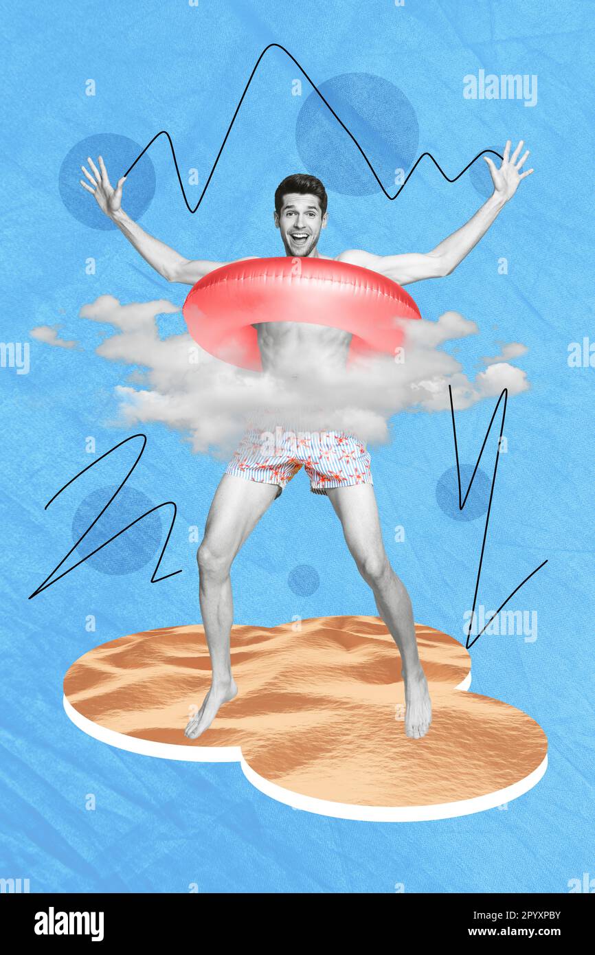 3d retro abstract creative artwork template collage of excited funky ...