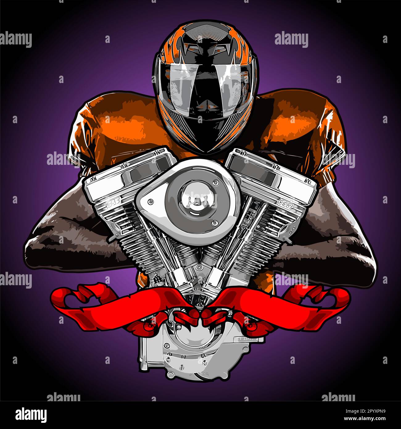 V twin motorcycle engine Stock Vector Images - Alamy