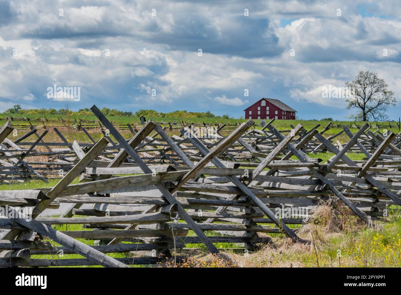 Split Rail Fences on the Gettysburg Battlefield, Pennsylvania USA Stock ...