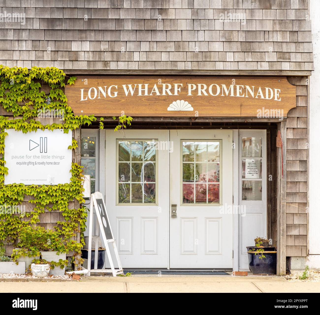 Entrance to the Long Wharf Promenade in sag harbor, ny Stock Photo - Alamy