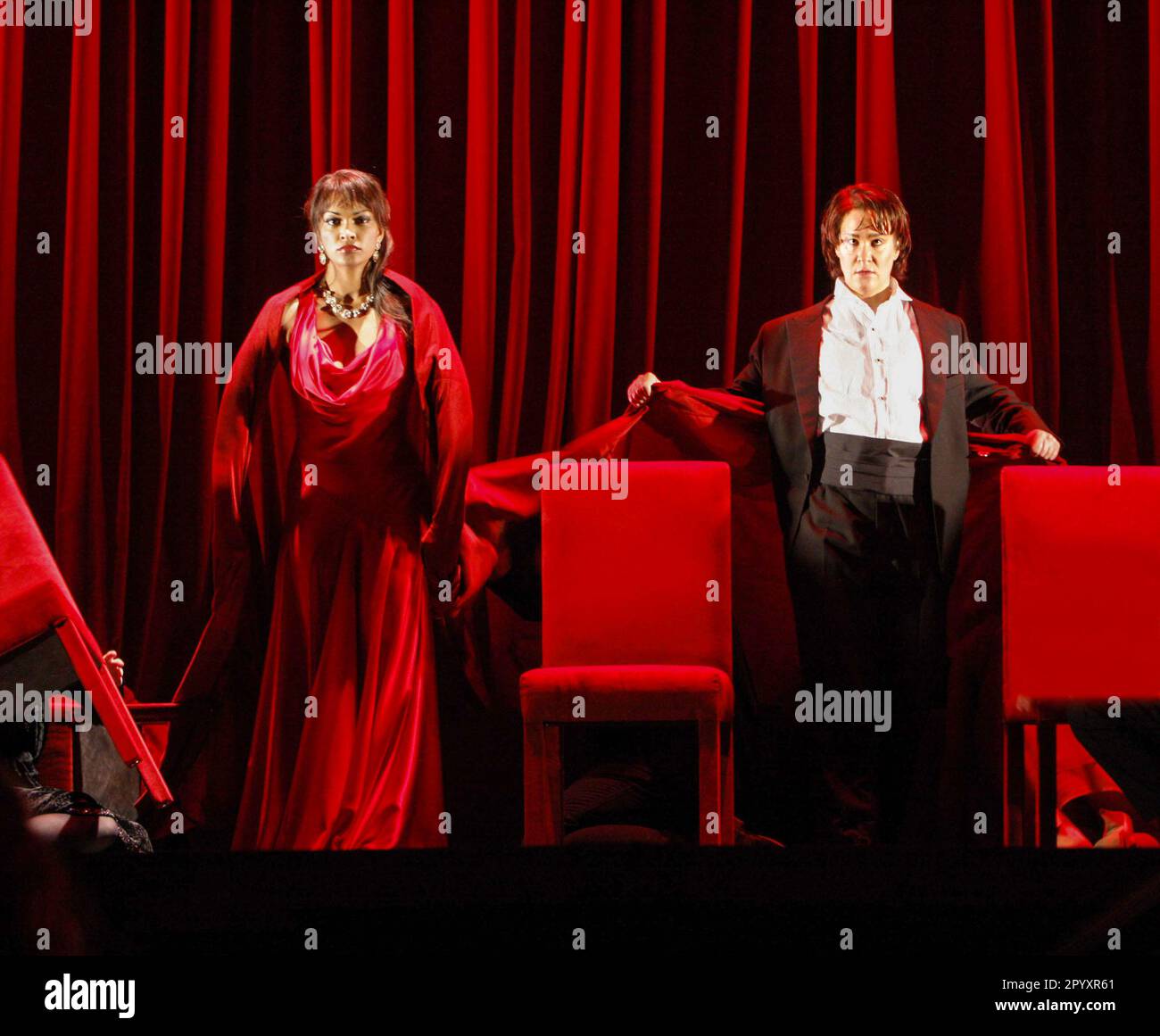 final scene, the coronation - l-r: Danielle de Niese (Poppea), Alice ...