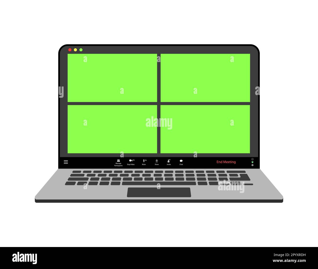 Videocall interface, video call screen icons and UI template for laptop ...