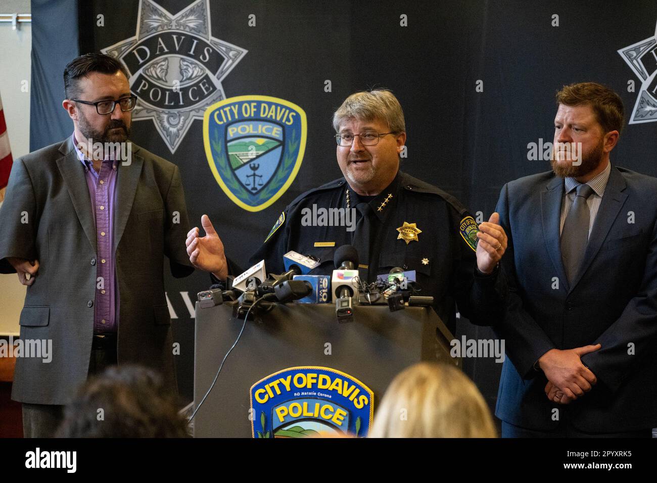 Davis, CA, USA. 4th May, 2023. Davis Police Chief Darren Pytel and ...