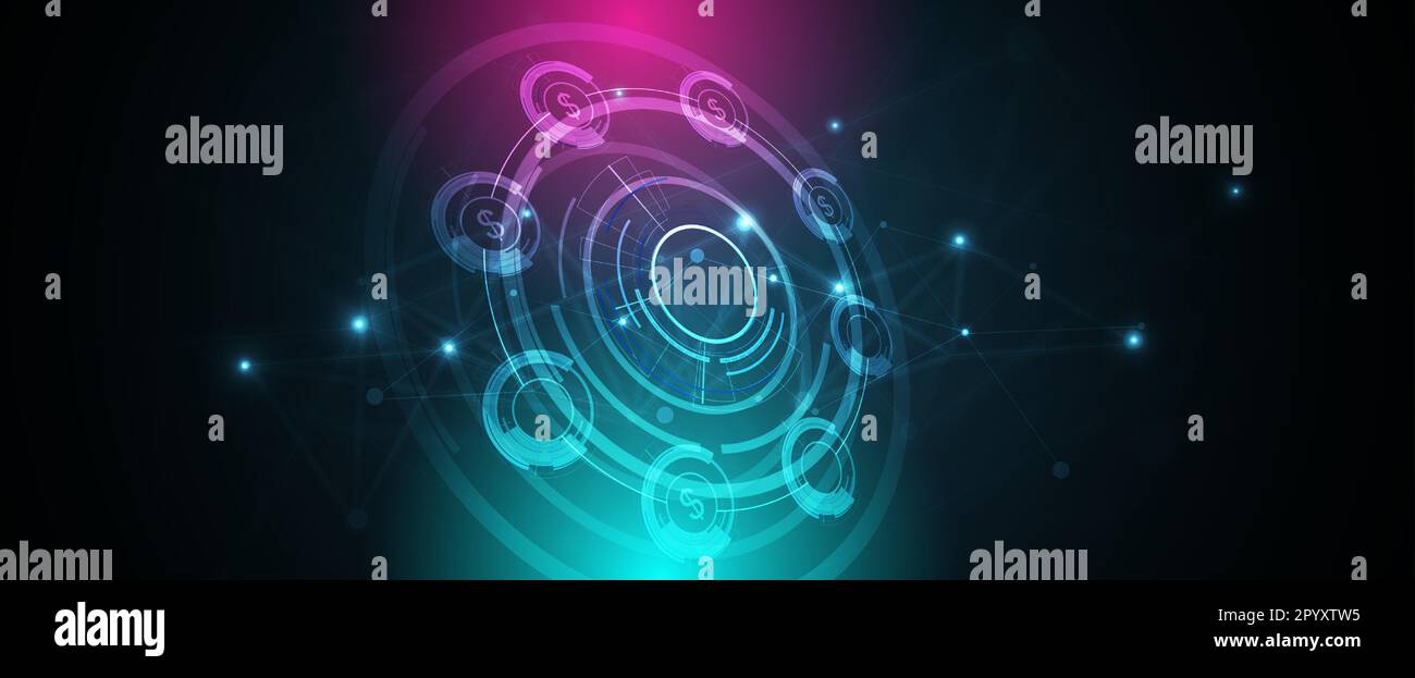 Technology innovation background, idea of global business solution ...