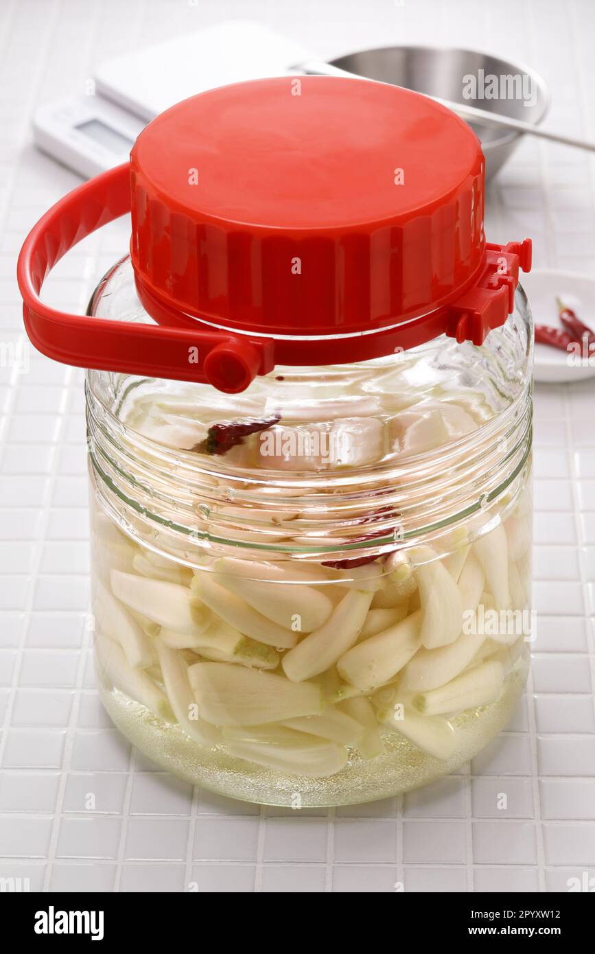 How to make rakkyo (Japanese scallion bulb pickles ), a garnish of ...