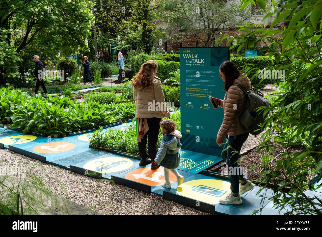 Milan, Italy - May 21, 2023: View of the installation Walk the Talk ...