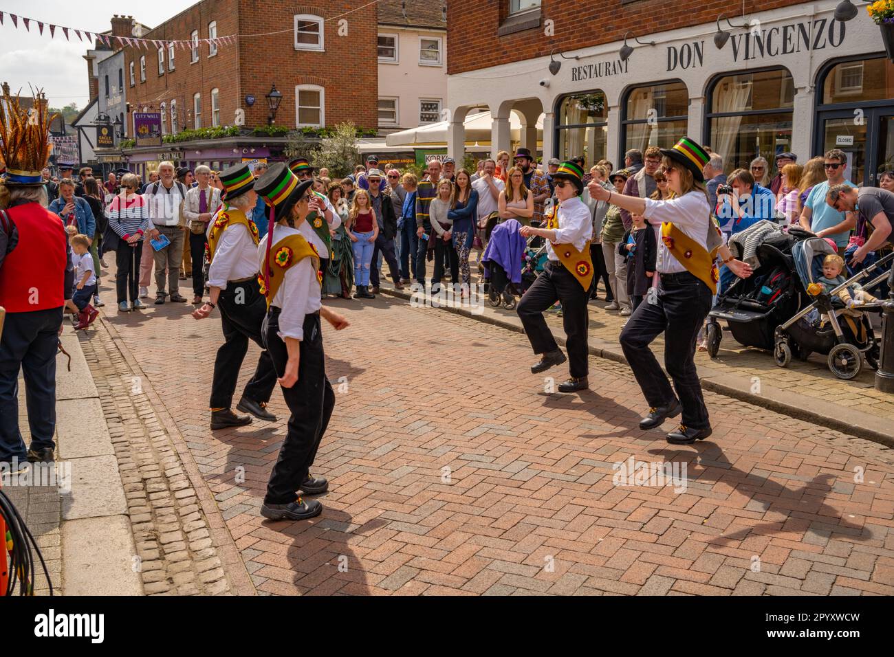 Morris dancers in Rochester High street during the 2023 Sweeps Festival ...