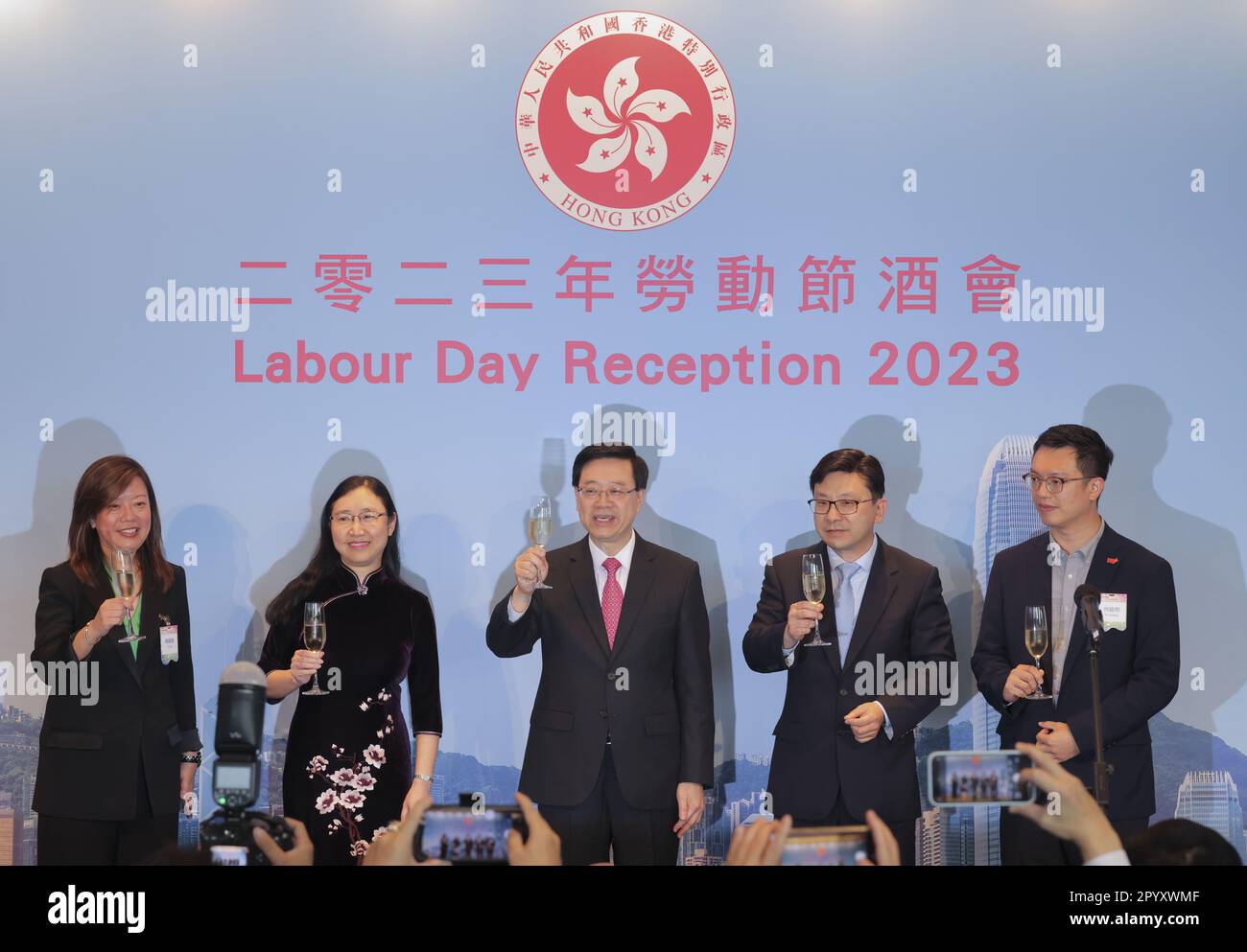 (Left to Right) May Chan Wing-shiu, Commissioner for Labour; Alice Lau ...