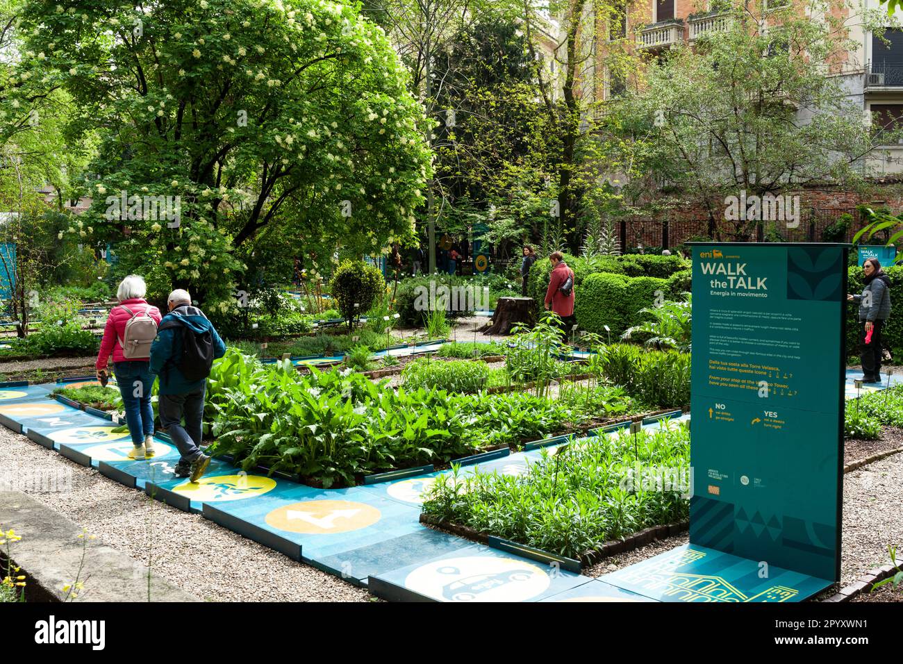 Milan, Italy - May 21, 2023: View of the installation Walk the Talk ...