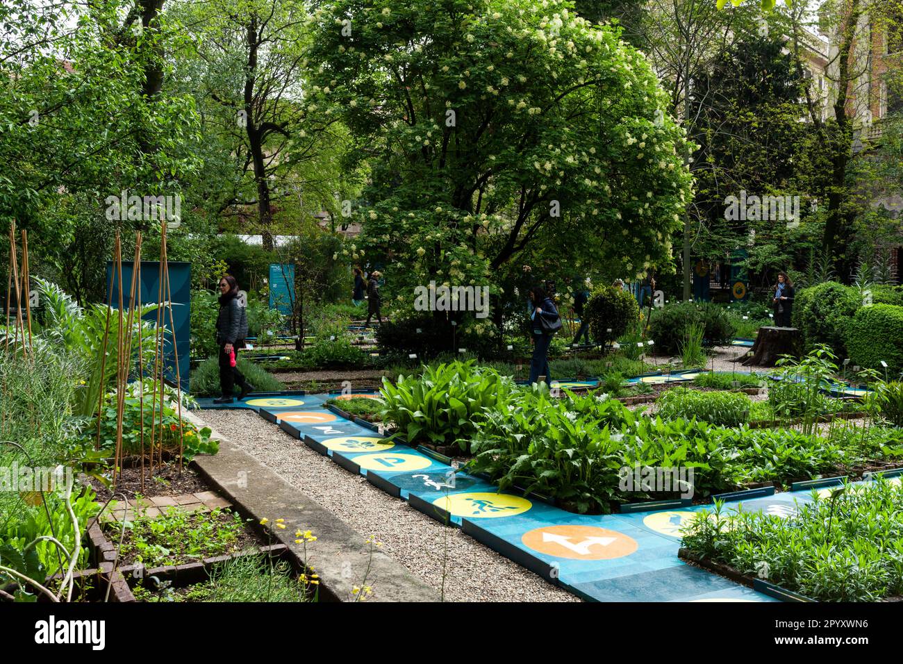 Milan, Italy - May 21, 2023: View of the installation Walk the Talk ...