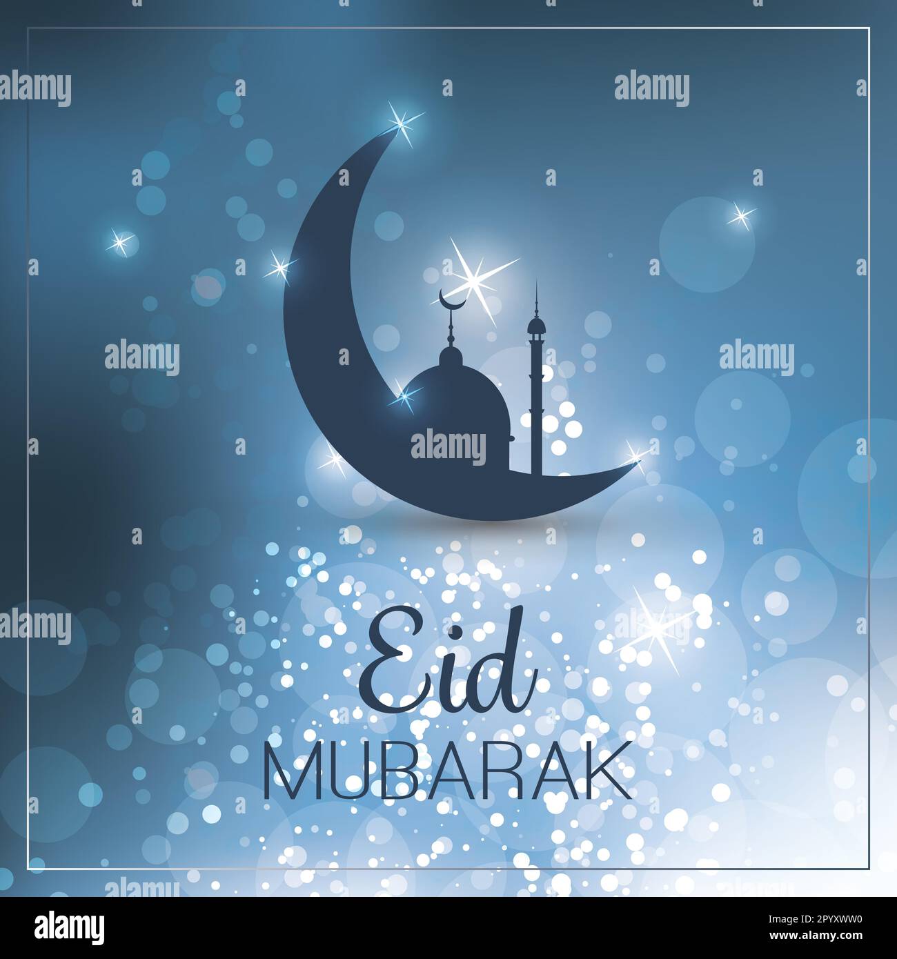 Eid Mubarak - Moon in the Sky - Greeting Card for Muslim Community ...