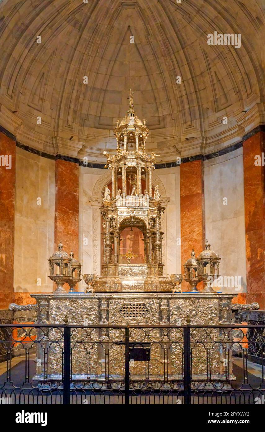 A solid silver Processional Monstrance inside the Cathedral de Cadiz in ...