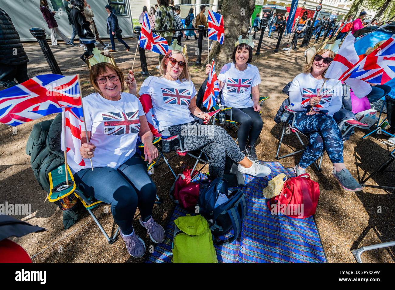 London, UK. 5th May, 2023. A groups of royalist friend from Cumbria ...