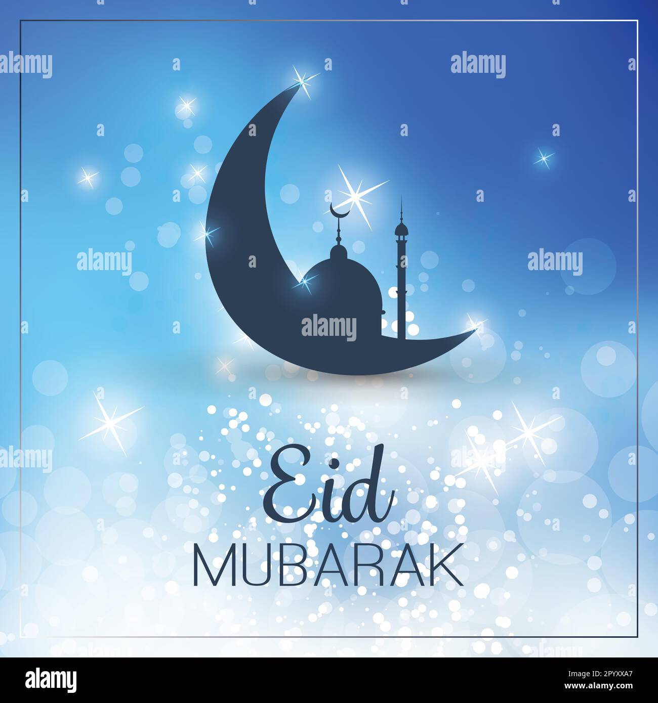 Eid Mubarak - Moon in the Sky - Greeting Card for Muslim Community ...