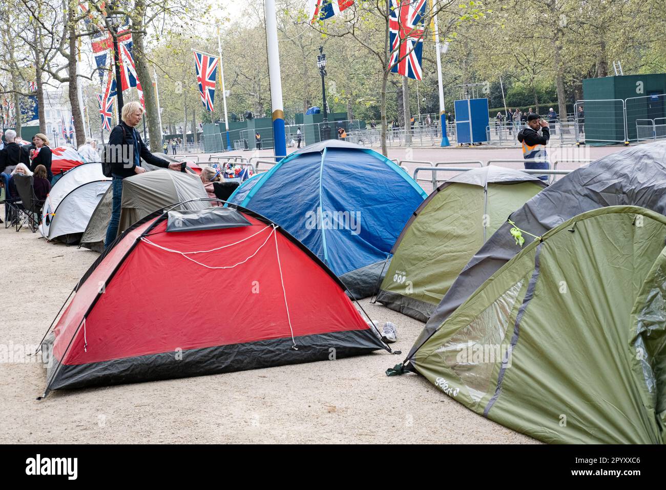 London, UK. 04th May, 2023. Royal supporters camp along The Mall and ...